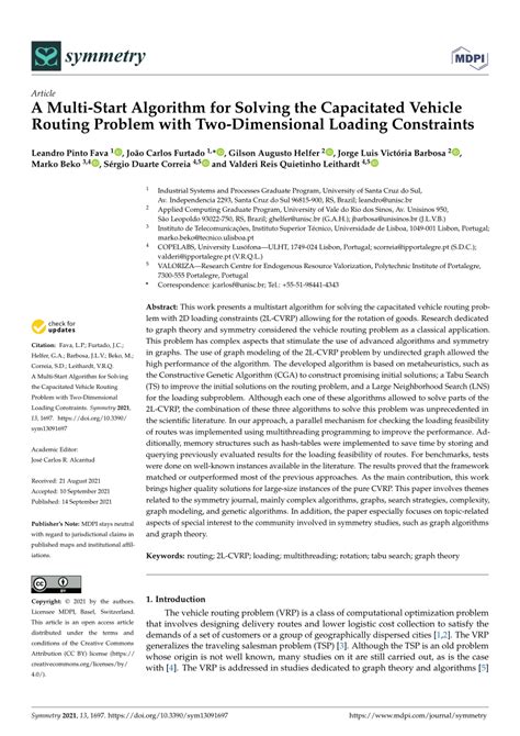 Pdf A Multi Start Algorithm For Solving The Capacitated Vehicle Routing Problem With Two