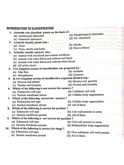 Biological Classification Assignment 1 Pdf