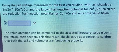 Solved Using The Cell Voltage Measured For The First Cell Chegg Com