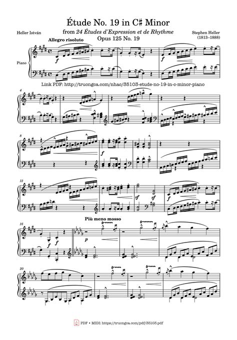 [sheet] Étude No 19 In C Minor Piano Pdf Hợp âm Piano Mp4 Midi