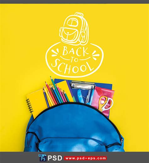 پوستر لایه باز تبلیغاتی شروع سال تحصیلی و آغاز مدارس و فروش انواع لوازم