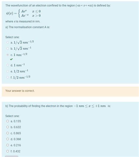 solved the wavefunction of an electron confined to the