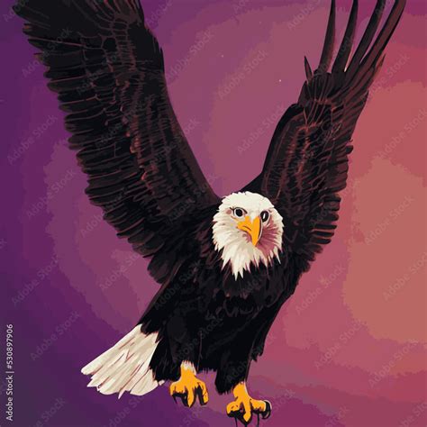 Portrait Of A Bald Eagle Vector Illustration Of An American Bald Eagle In Flight Us Symbols