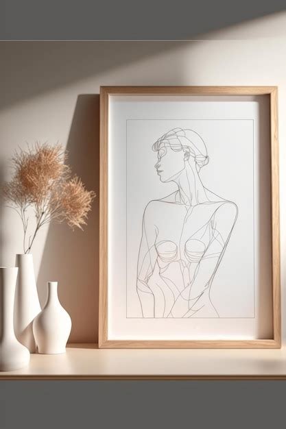 Premium Photo A Framed Drawing Of A Woman With A Body On The Left