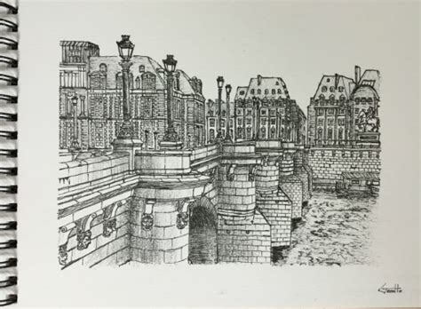 평범한 직장인의 여행스케치 프랑스 파리 편 여행드로잉 펜드로잉 일러스트 어반스케치 취미 드로잉 기초 퐁네프 퐁 뇌프 다리