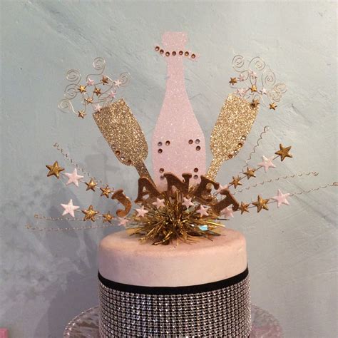 Large Champagne Bottle And Glass Cake Topper Or Centre Peice With