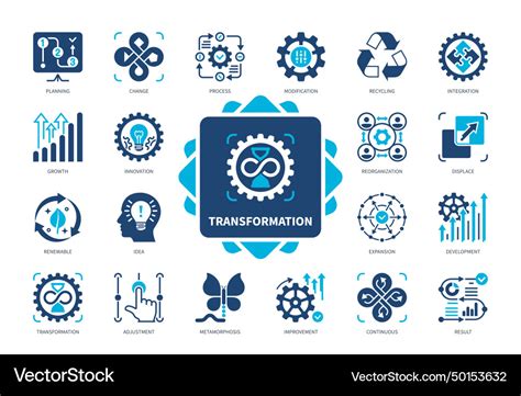 Transformation Solid Icon Set Royalty Free Vector Image