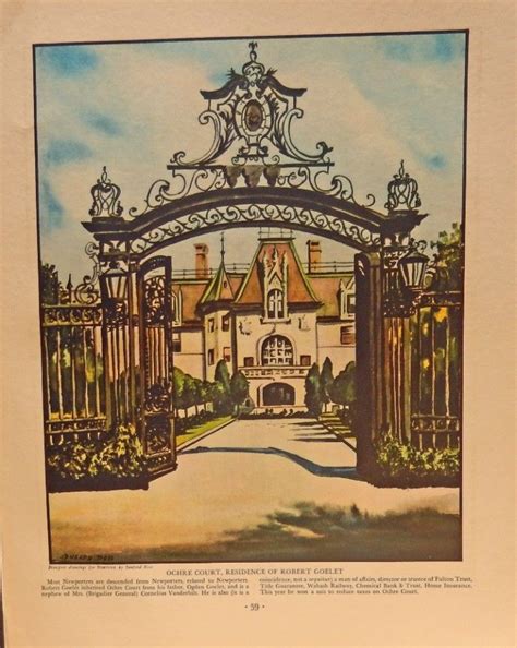 Ochre Court Residence Of Robert Goelet Full Color Illustration By Sanford Ross 1933 Mag Art