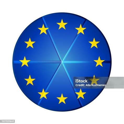 유럽 연합 국기유리 라이트 볼 둥근 구 템플릿 아이콘 Eu 국가 기호 흰색 배경에 강조 표시된 광택 사실적 공 3d 추상 벡터