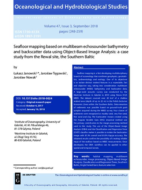 pdf seafloor mapping based on multibeam echosounder bathymetry and