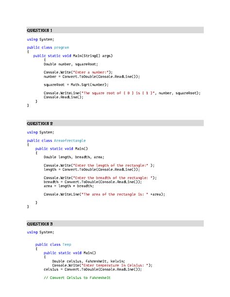 C Unlocked C Assigment Questioin 1 Using System Public Class