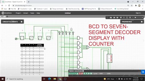 bcd seven segment decoder display with counter simulation using