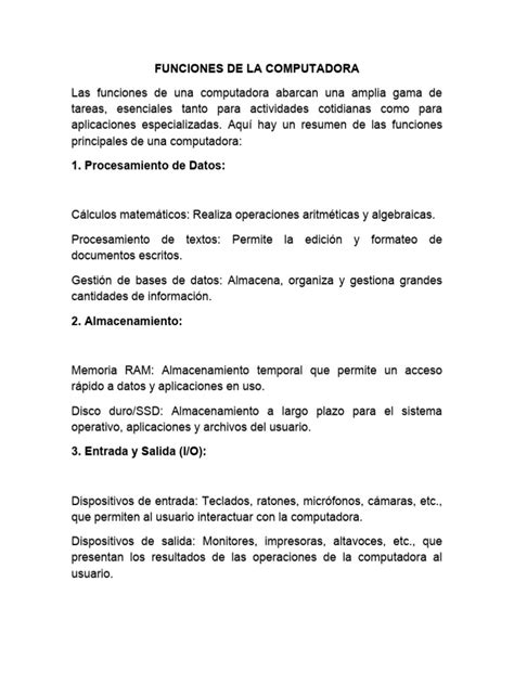 Funciones De La Computadora Descargar Gratis Pdf Hardware De La