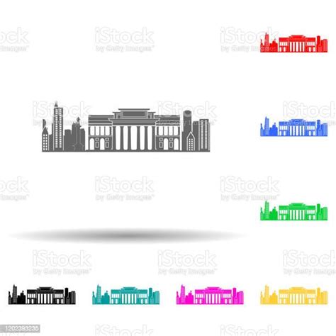 베를린 멀티 컬러 스타일 아이콘의 도시 풍경 Ui 및 Ux 웹 사이트 또는 모바일 응용 프로그램에 대한 간단한 문양 도시 경관 아이콘의 평면 벡터 0명에 대한 스톡 벡터