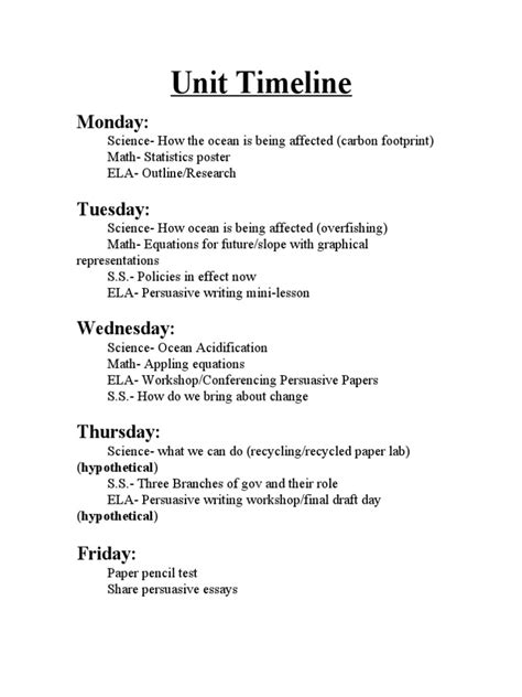 Unit Timeline Pdf