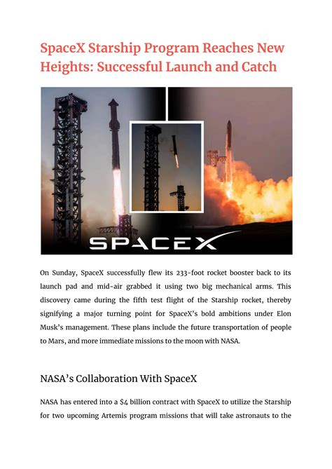 Spacex Starship Program Hits New Milestone With Flawless Launch And Catch Pdf
