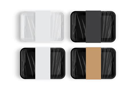 흰색 배경 벡터에 고립 된 식품을위한 흰색과 검은 색 트레이 포장 0명에 대한 스톡 벡터 아트 및 기타 이미지 0명 3차원 형태 검은색 Istock