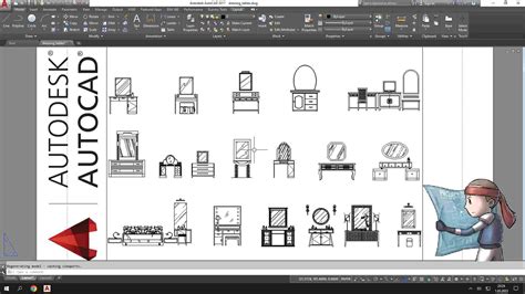 Cad Blocks Makeup Desk Dwg In Autocad Drawing 34331 Kb