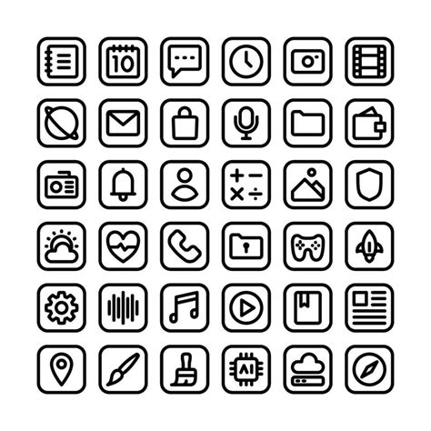 Mobile App Icons In Line Style For User Interface Technology Design And Communication Needs