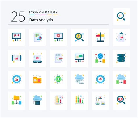 Premium Vector Data Analysis 25 Flat Color Icon Pack Including Indicator Search Timeline Money