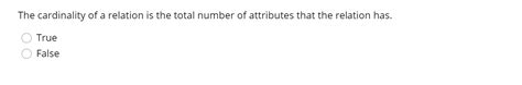 Solved The Cardinality Of A Relation Is The Total Number Of