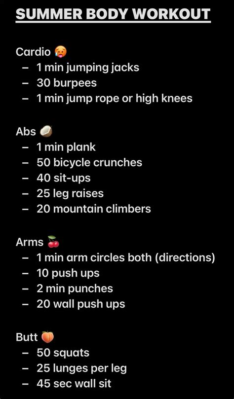 Summer Body Workout Summer Body Workout Routine Summer Body Workouts