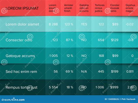 Multipurpose Table Template Vector Illustration