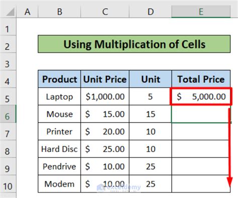 How To Create A Multiplication Formula In Excel 5 Easy Ways