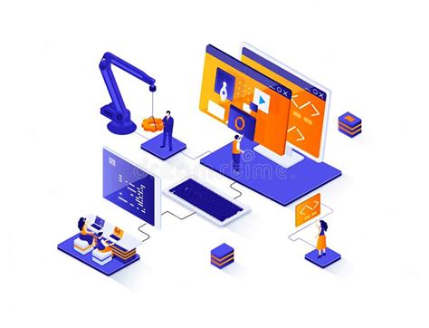 Web Development Isometric Web Banner Full Stack Development Company