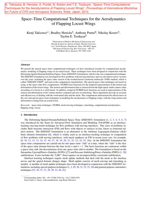 Pdf Space Time Computational Techniques For The Aerodynamics Of Flapping Locust Wings