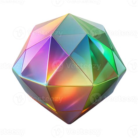 Abstract Isometric Geometric Shape With Iridescent Colors 55387546 Png
