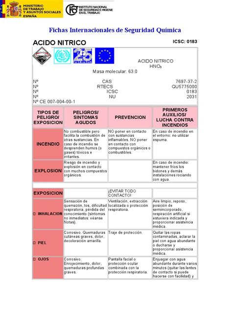 Fichas Internacionales De Seguridad Química Memz