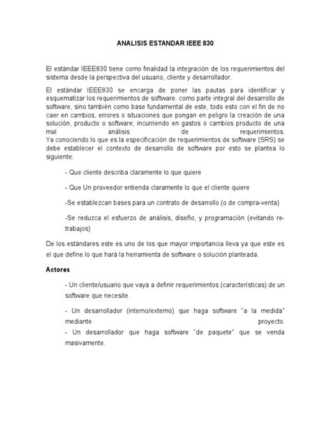 Analisis Estandar Ieee 830 Pdf Software Ingeniería Informática