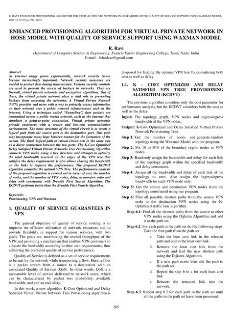 pdf enhanced provisioning algorithm for virtual private network in