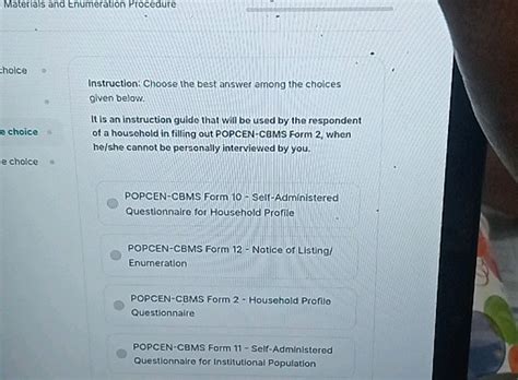 Materials And Enumeration Procedure Cholce Studyx
