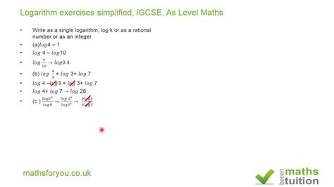 Logarithm Exercises Simplified Igcse As Level Maths Youtube Logarithm Exercises Simplified Igcse As Level Maths Youtube