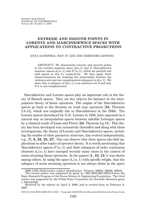 Pdf Extreme And Smooth Points In Lorentz And Marcinkiewicz Spaces With Applications To