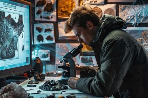 Premium Photo A Man Looking At A Microscope With A Picture Of A Man Looking At A Microscope