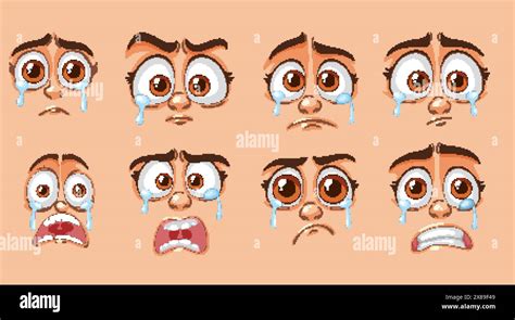 Various Cartoon Expressions Showing Sadness And Frustration Stock Vector Image And Art Alamy
