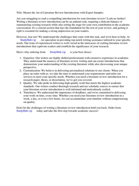 literature review introduction samples pdf literature review essays