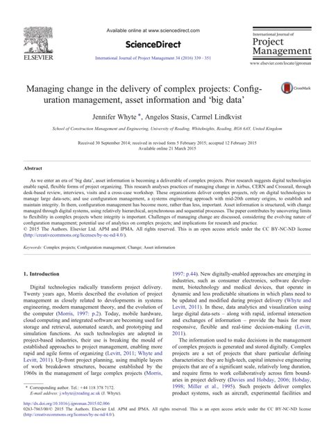 Pdf Configuration Management In Complex Engineering Projects