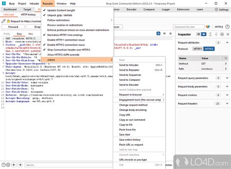 burp suite screenshots