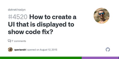 how to create a ui that is displayed to show code fix · issue 4520