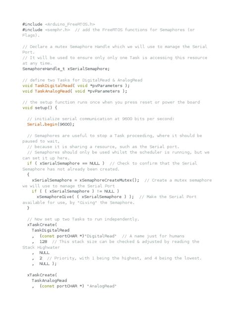 Arduino Freertos Digital Analog Read Serial Semaphore Pdf