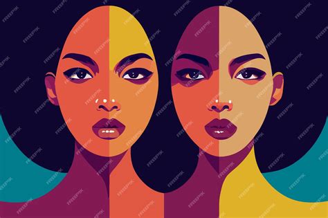 Иллюстрация представителей женского пола с разными оттенками кожи Премиум векторы