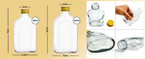 Volila Glass Flask Bottles 100ml 10 Pack Glass Bottles With Gold