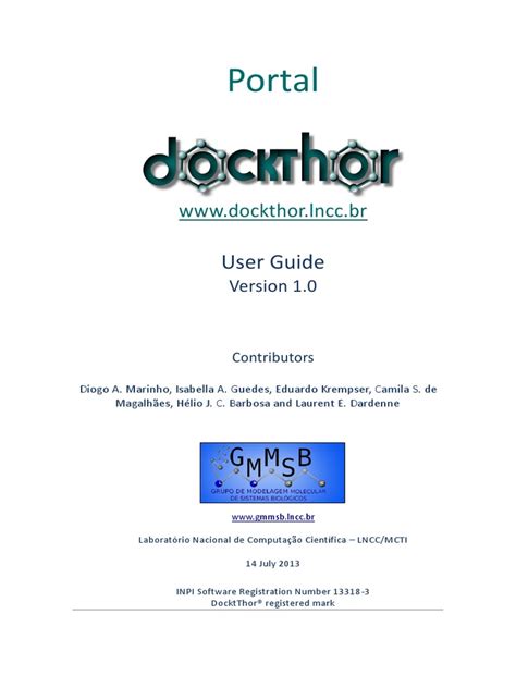 Basic Tutorial Dockthor 1 0 6 Pdf Docking Molecular Protein