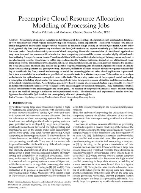 Pdf Preemptive Cloud Resource Allocation Modeling Of Processing Jobs
