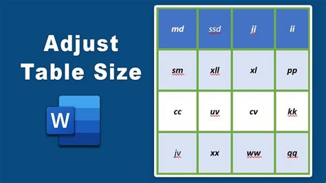 how to adjust table size in ms word