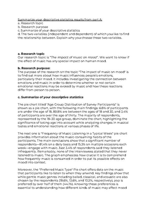 Summarize Research Topic B Research Purpose C Summarize Of Your Descriptive Statistics D